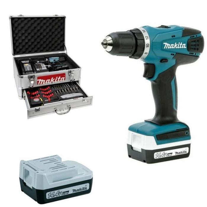 Makita DF347DWEX1 Cordless Driver Drill For Steel Wood Drill chuck 10mm 3 8 inch 14.4 V 0 1400rpm 15 30 Nm 1.4kg
