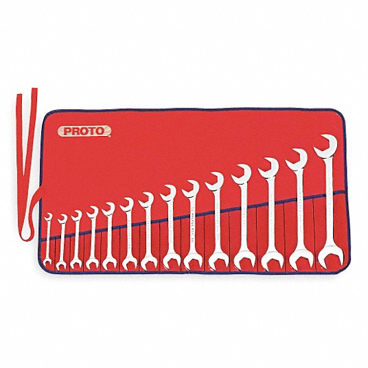 Proto J3100M Open End Wrench Set Alloy Steel Chrome Number of Tools 11 15 Degree 60 Degree